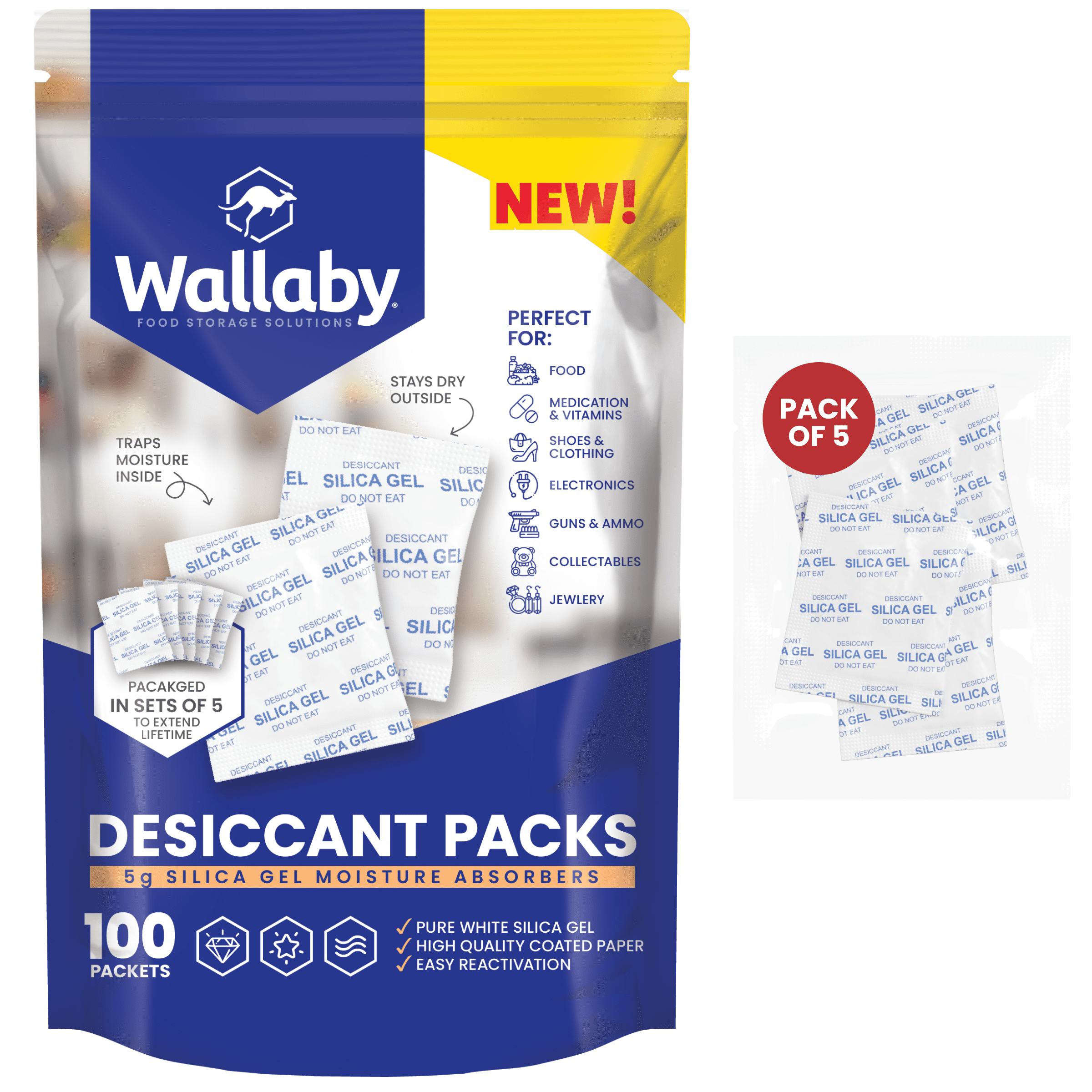 Humidity Control Desiccant Wisesorb Silica Gel Packets 20 Gram - 5 Pack ...