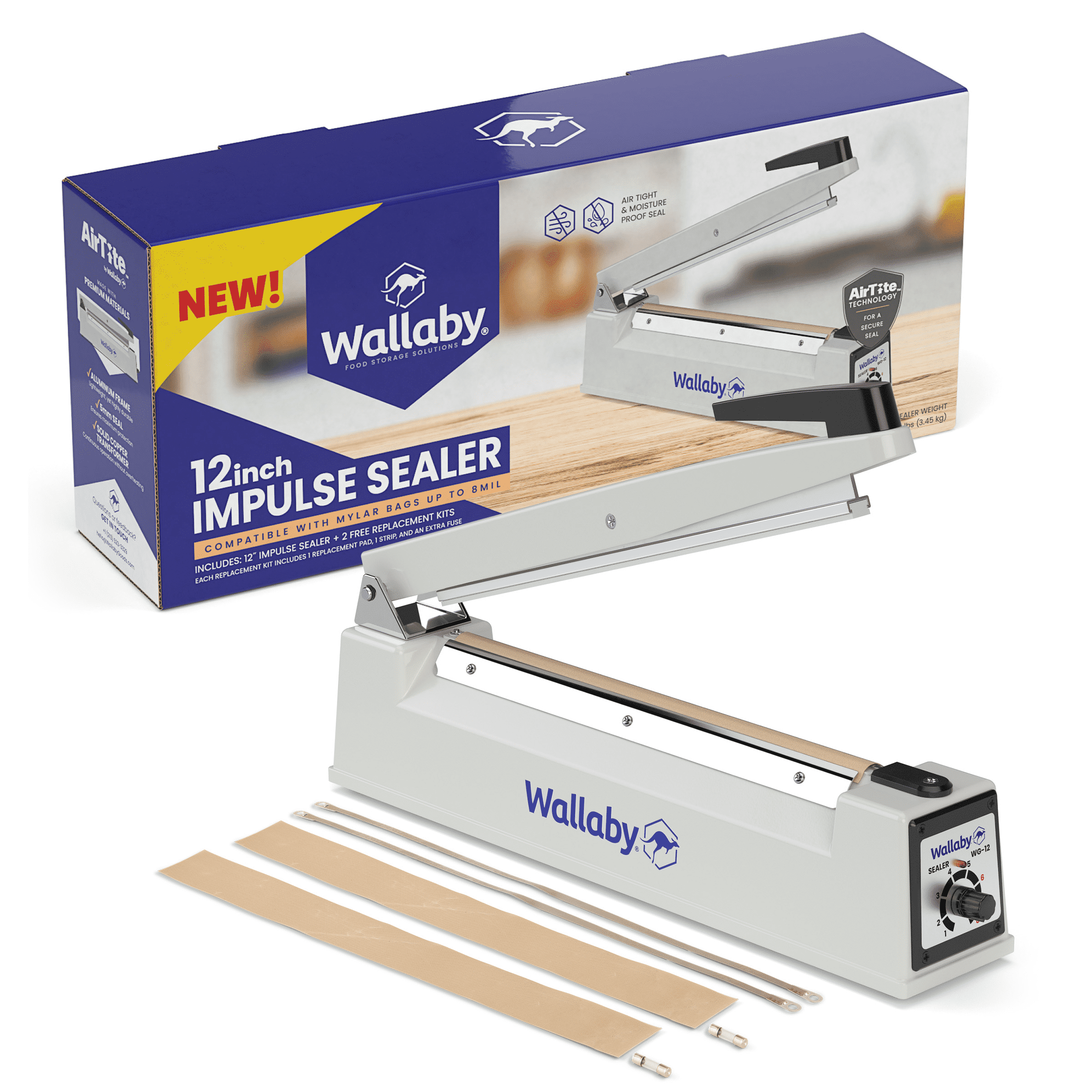 Wallaby Impulse Heat Sealer 12 inch Manual Heat Sealing Machine - Mylar ...