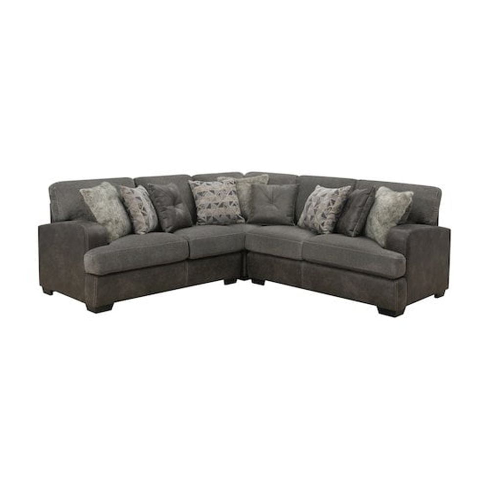 Wallace & Bay Gray Herringbone & Sanded Microfiber and Modular 3 Piece ...