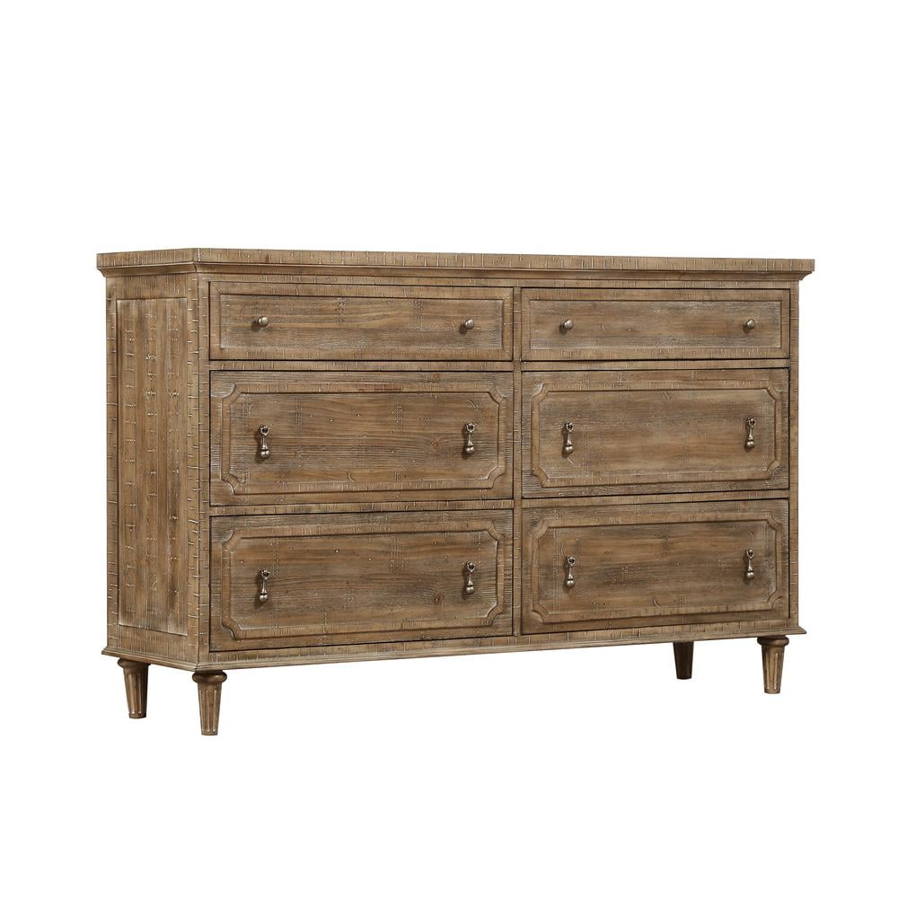 Wallace & Bay Haynes Rustic 6-Drawer Bedroom Dresser with Vintage ...