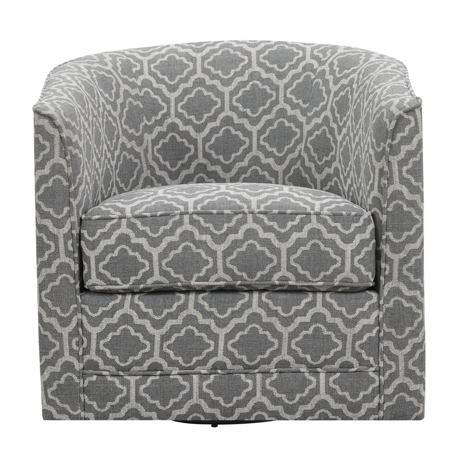 Wallace & Bay Little Graphic Swivel Accent Chair with Welt Trim in Gray ...