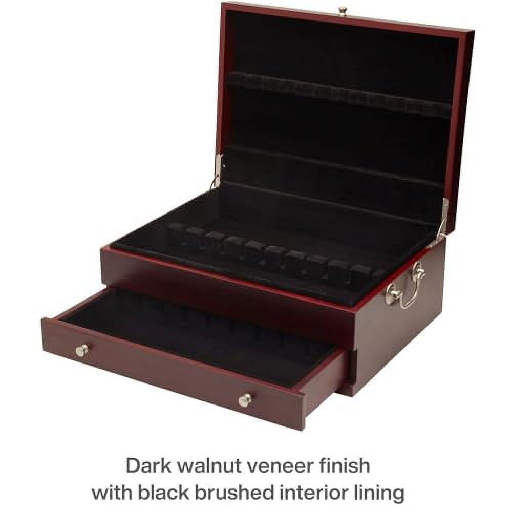 Wallace Felt Lined Flatware Storage Chest with Drawer, 15 Inch, Dark ...