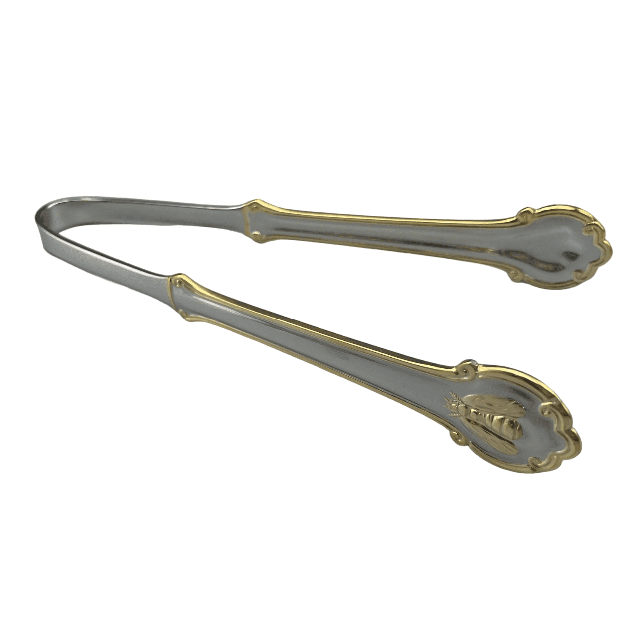 Wallace Napoleon Bee Gold Accent 18/10 Stainless Steel Ice Tongs ...