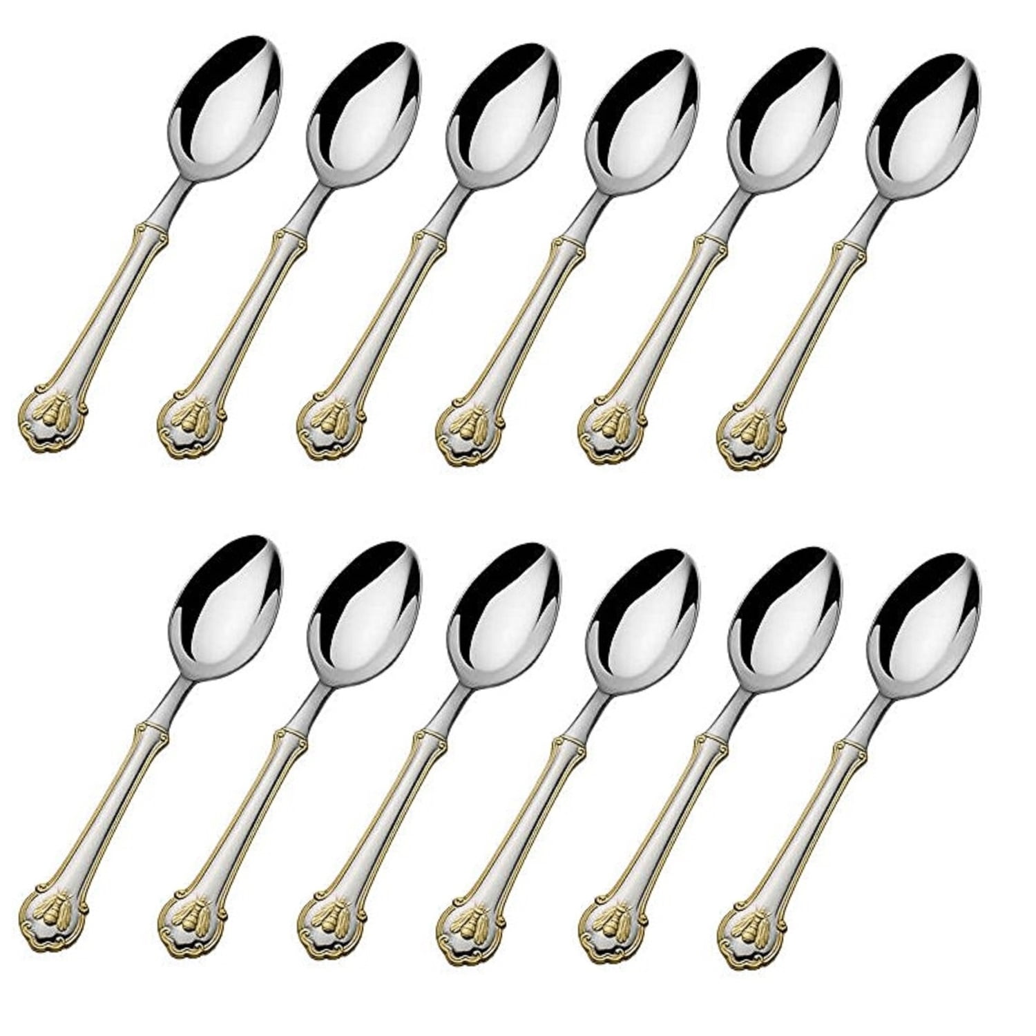 Wallace Napoleon Bee Gold Accent 18/10 Stainless Steel Teaspoon (Set of ...