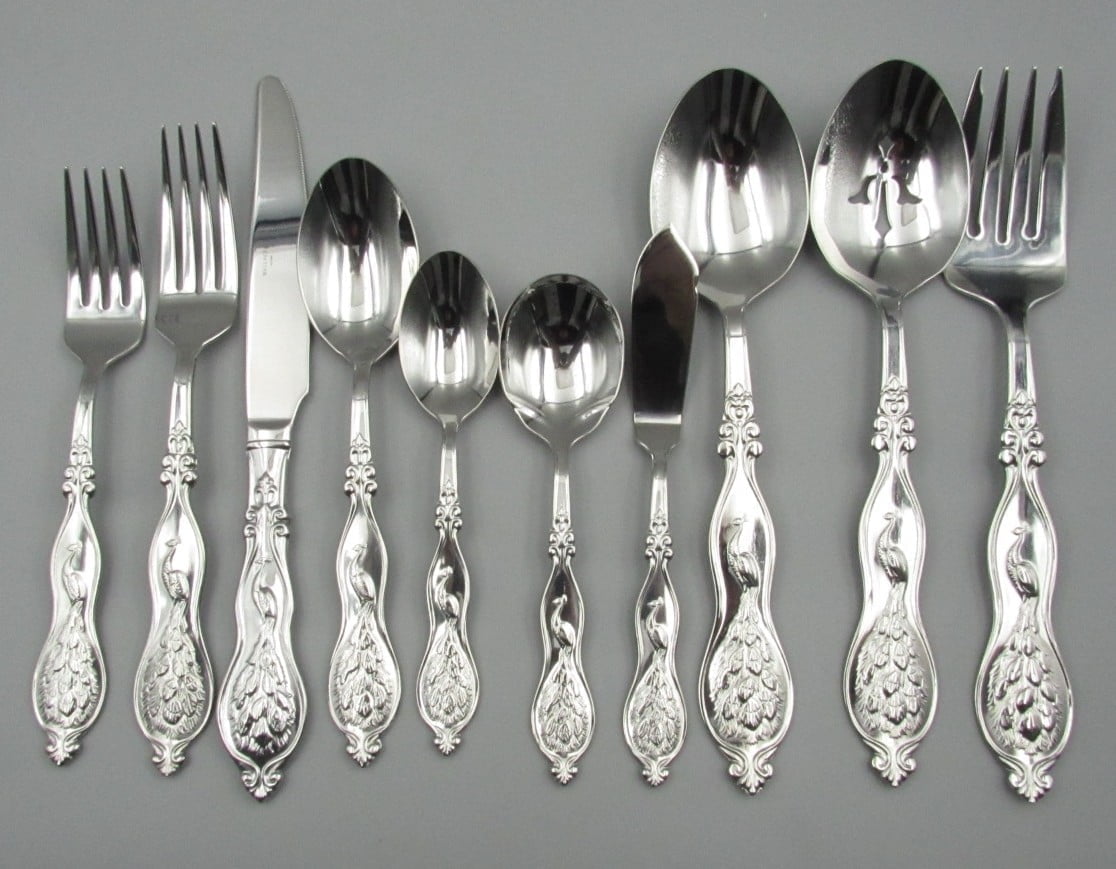 Wallace Stainless Flatware Peacock 45 Piece Set - Walmart.com