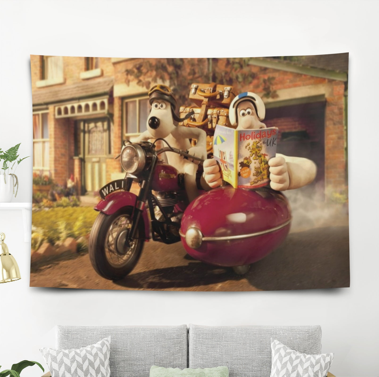 Wallace and Gromit Tapestry Gift Wall Hanging Backdrop for Room Bedroom ...