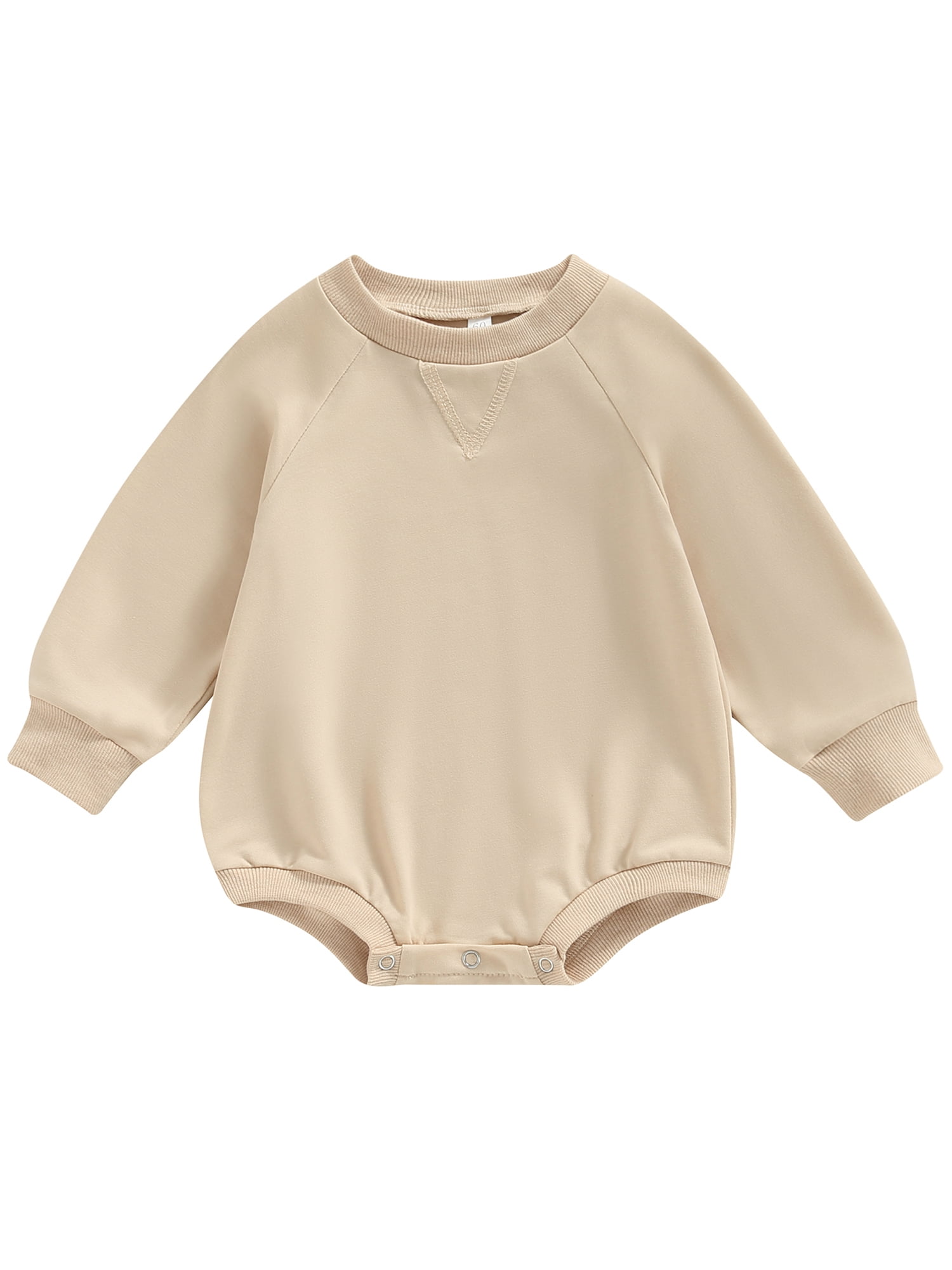 Wallarenear Baby Girl Boy Sweatshirt Romper Solid Color Bubble Onesie ...