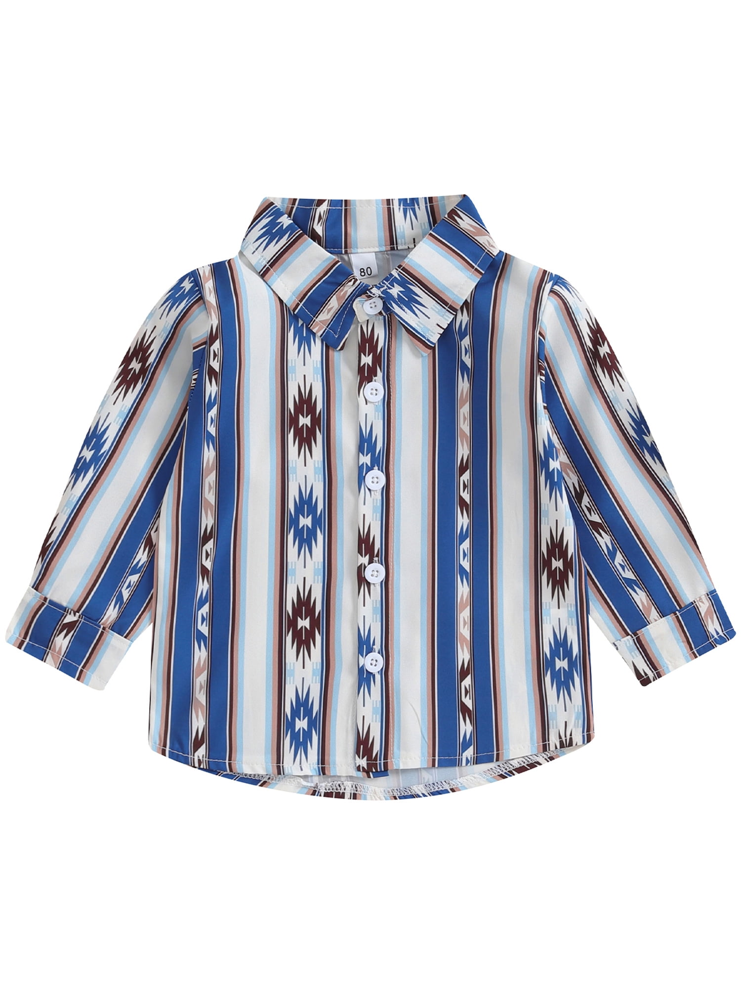 Wallarenear Western Baby Boy Cow Print Shirt Long Sleeve Button Down Lapel Tops Tees Cowboy ...