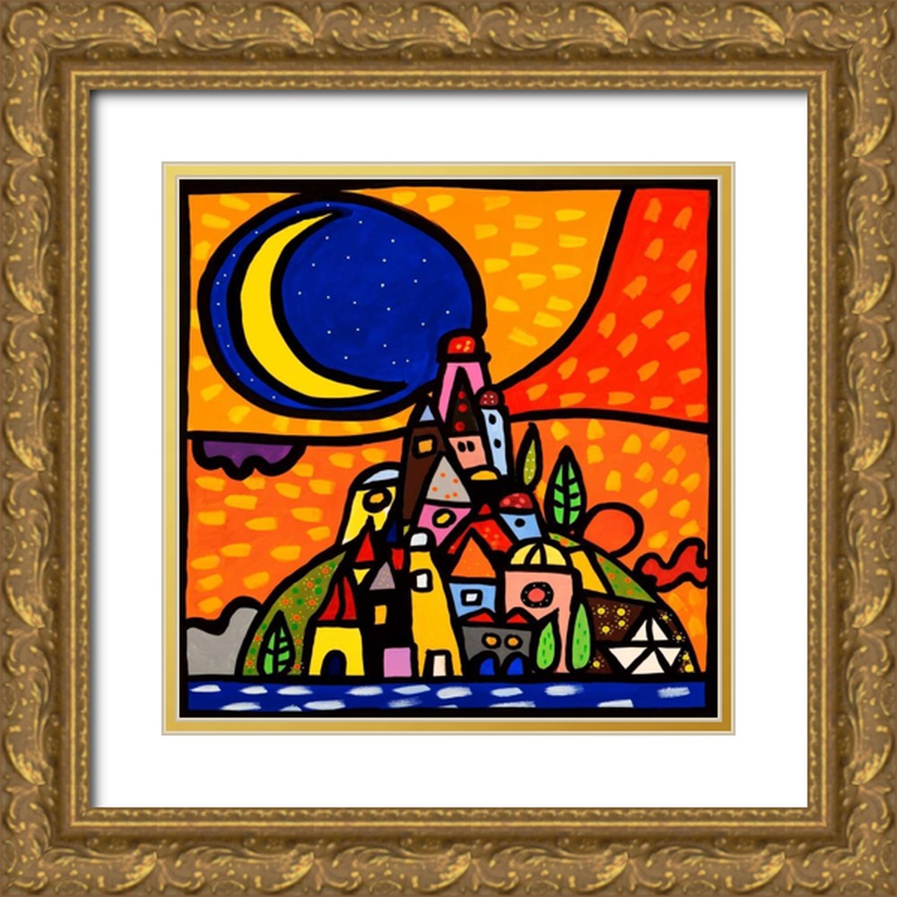 Wallas 20x20 Gold Ornate Wood Framed with Double Matting Museum Art ...