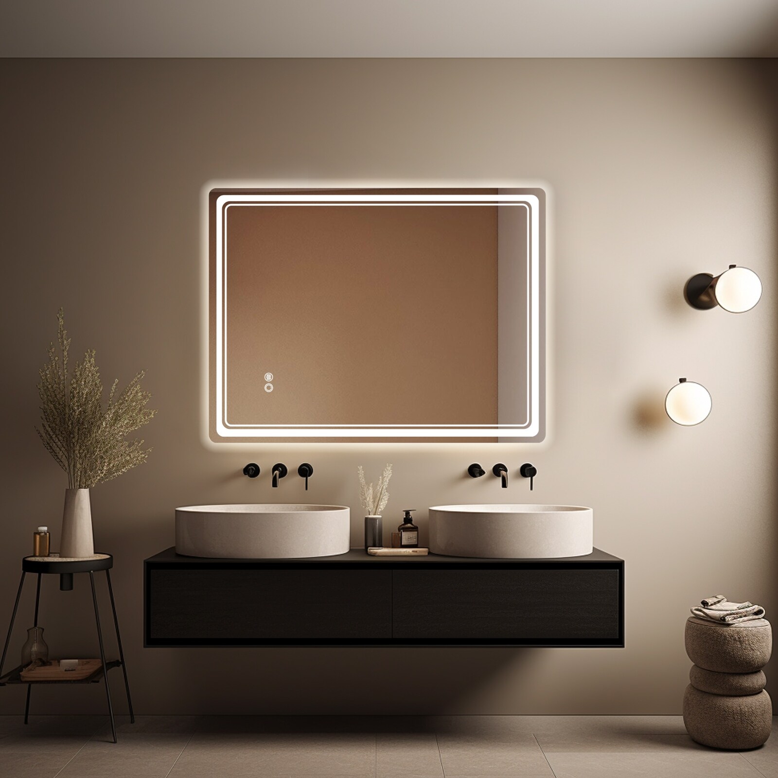 Wallbeyond 3-Tone Modern Style Frameless Rectangular LED Wall Mirror 27 ...