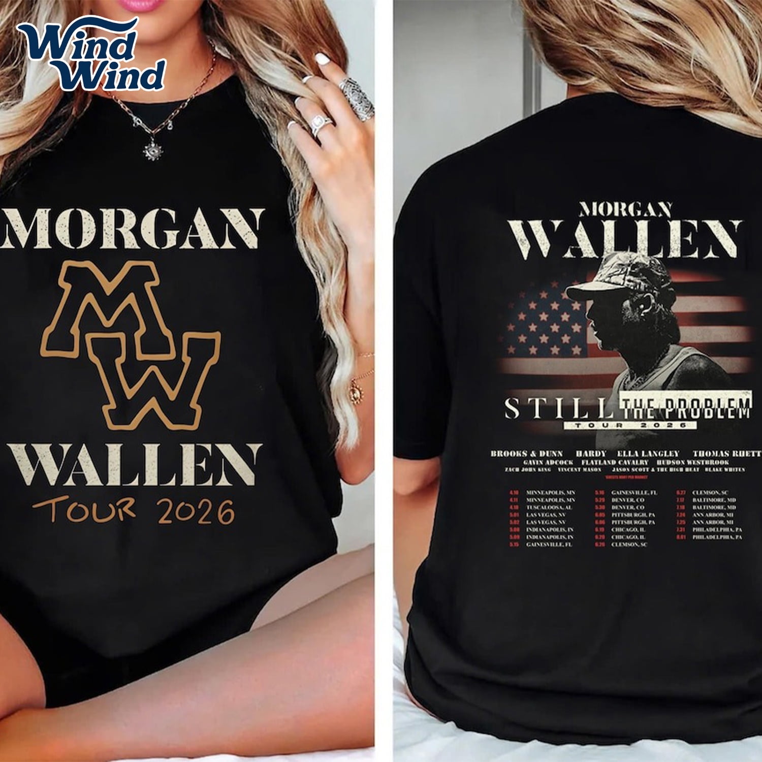 Wallen Still The Problem Tour 2026 2 Side T-Shirt, Morgan Country Music ...