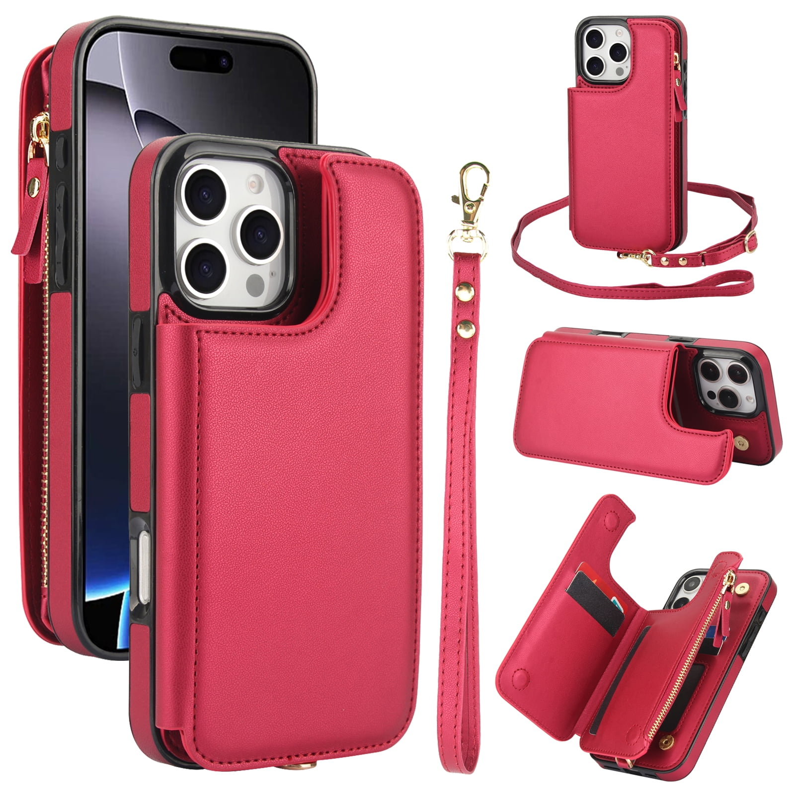 Wallet Case for Apple iPhone 16 Pro, with Crossbody Shoulder Strap ...