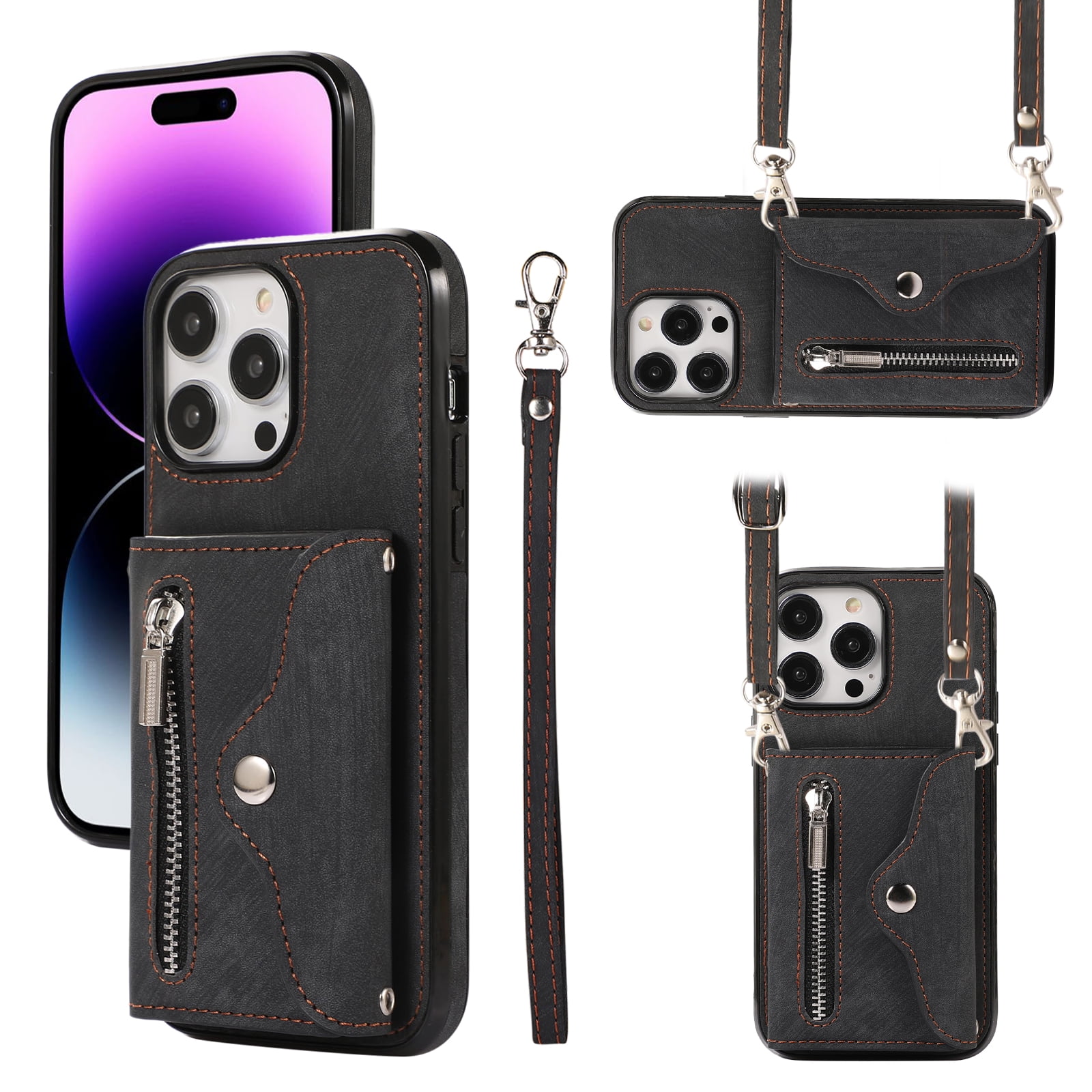 Wallet Case for Apple iPhone 16 Pro Max, Crossbody Shoulder Strap Hand ...