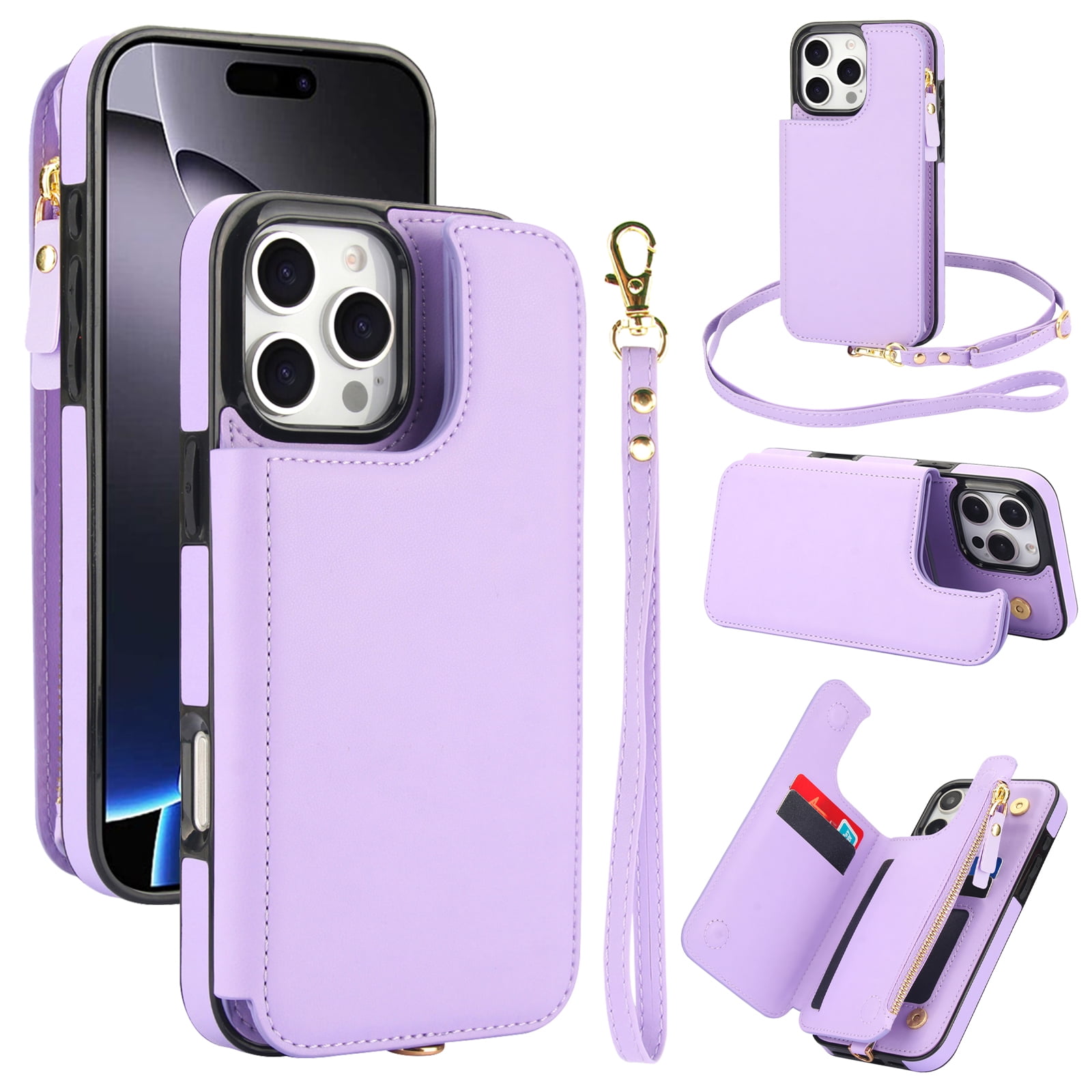 Wallet Case for Apple iPhone 16 Pro Max, with Crossbody Shoulder Strap ...