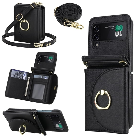Wallet Case Compatible with For Samsung Galaxy Z Flip 4, Crossbody ...