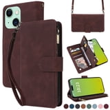 Wallet Case Compatible with iPhone 15, Premium PU Leather Zipper Flip ...