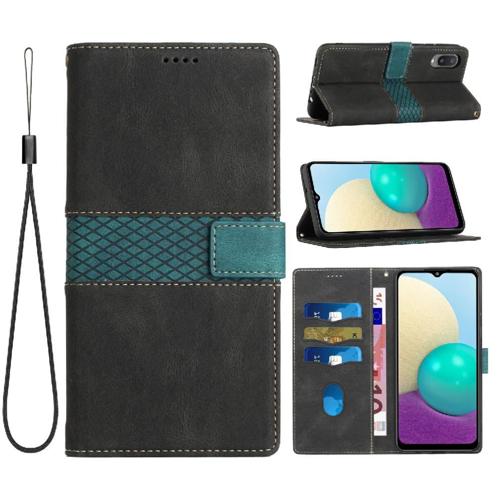 Wallet Case For Samsung Galaxy A02/M02 Wrist Strap Magnetic Closure ...