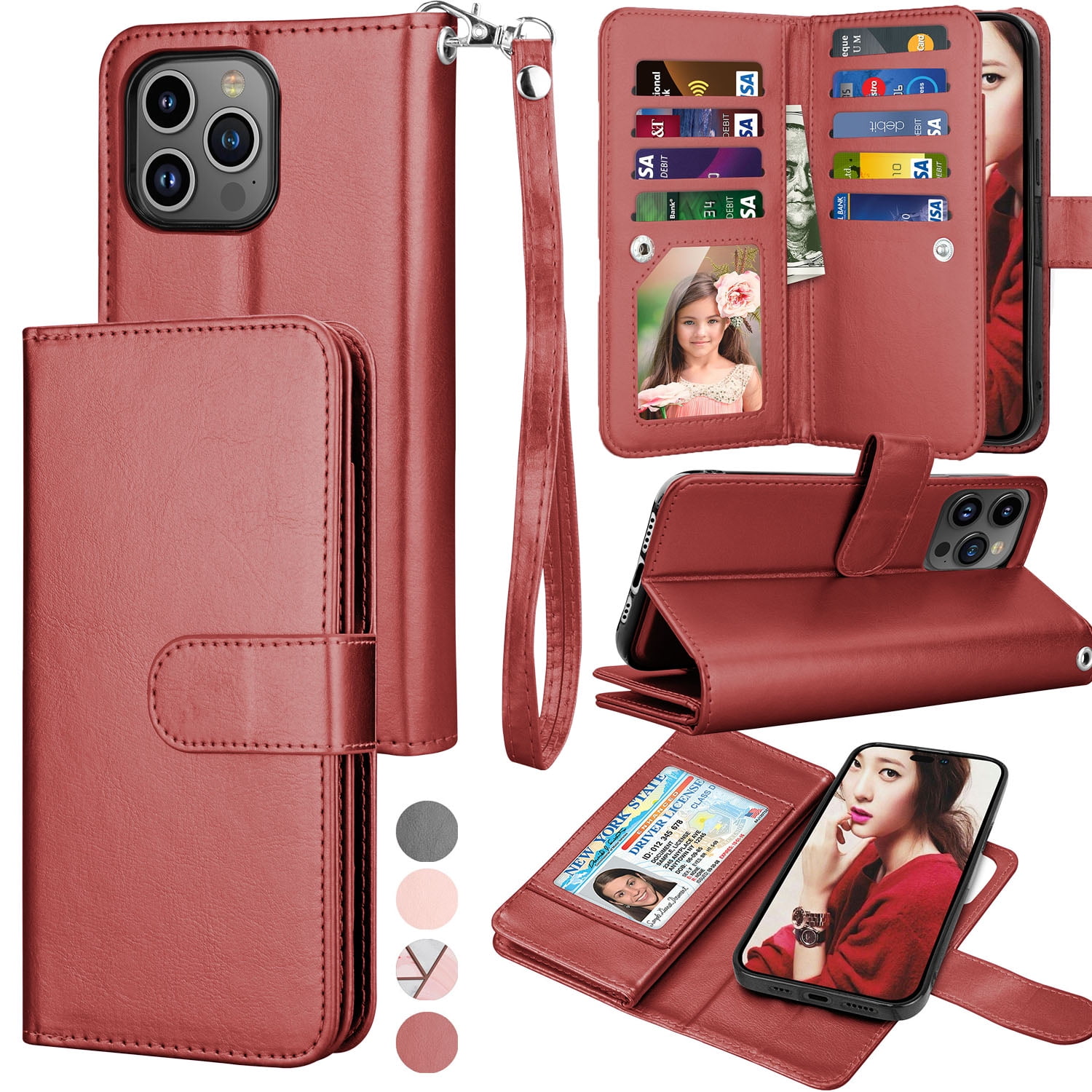 Wallet Case For iPhone 15 Pro Max / iPhone 15 Pro Max (6.7 inch) 2023 Luxury ID Cash Credit Card ...