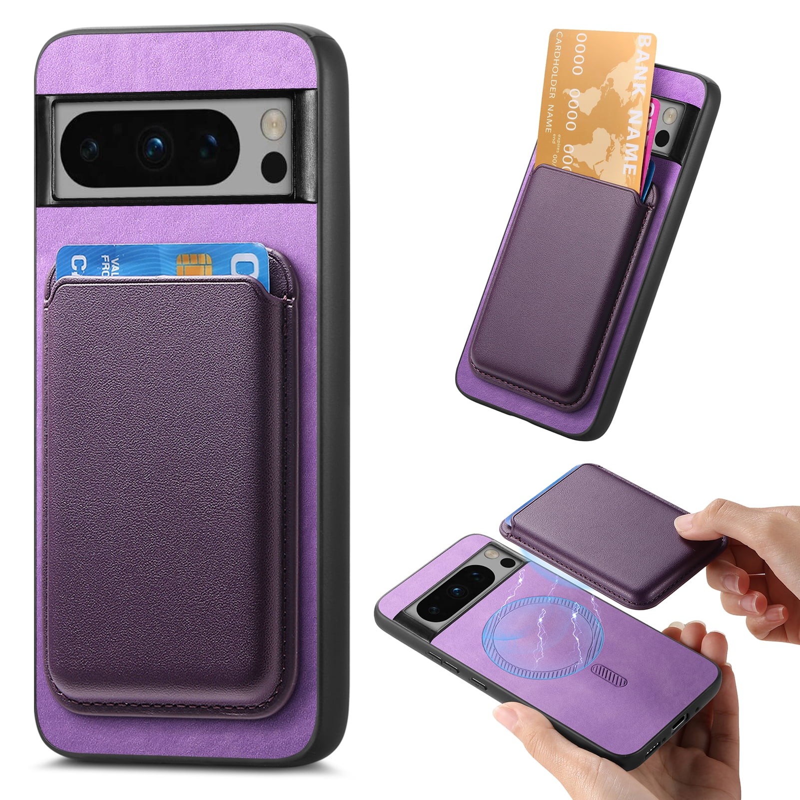 Wallet Case for Google Pixel 7, Classic PU Leather Removable Magnetic ...