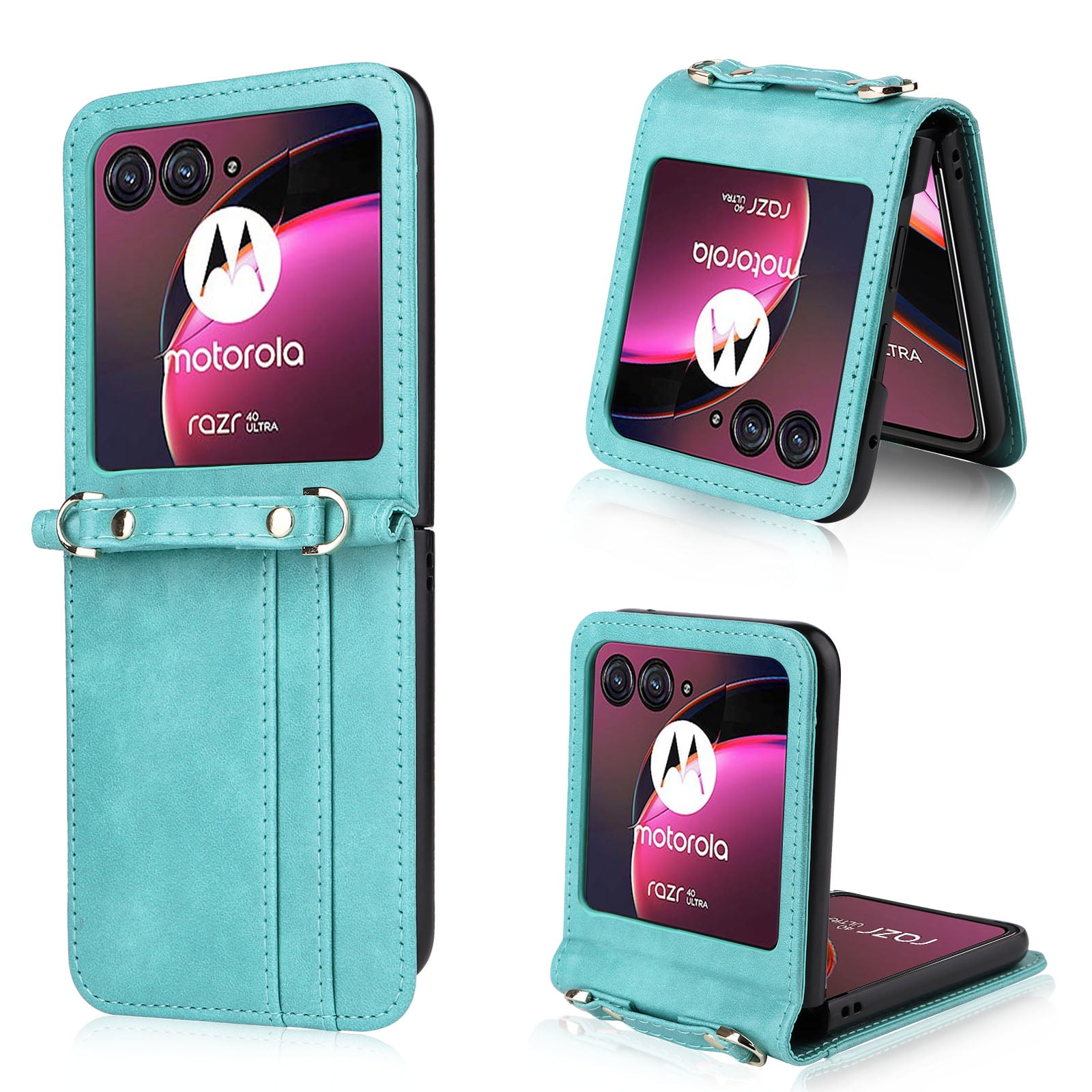 Wallet Case for Motorola Razr 2024, Pretty Card Package Cover Luxury PU Leather + Hard PC Bumper ...