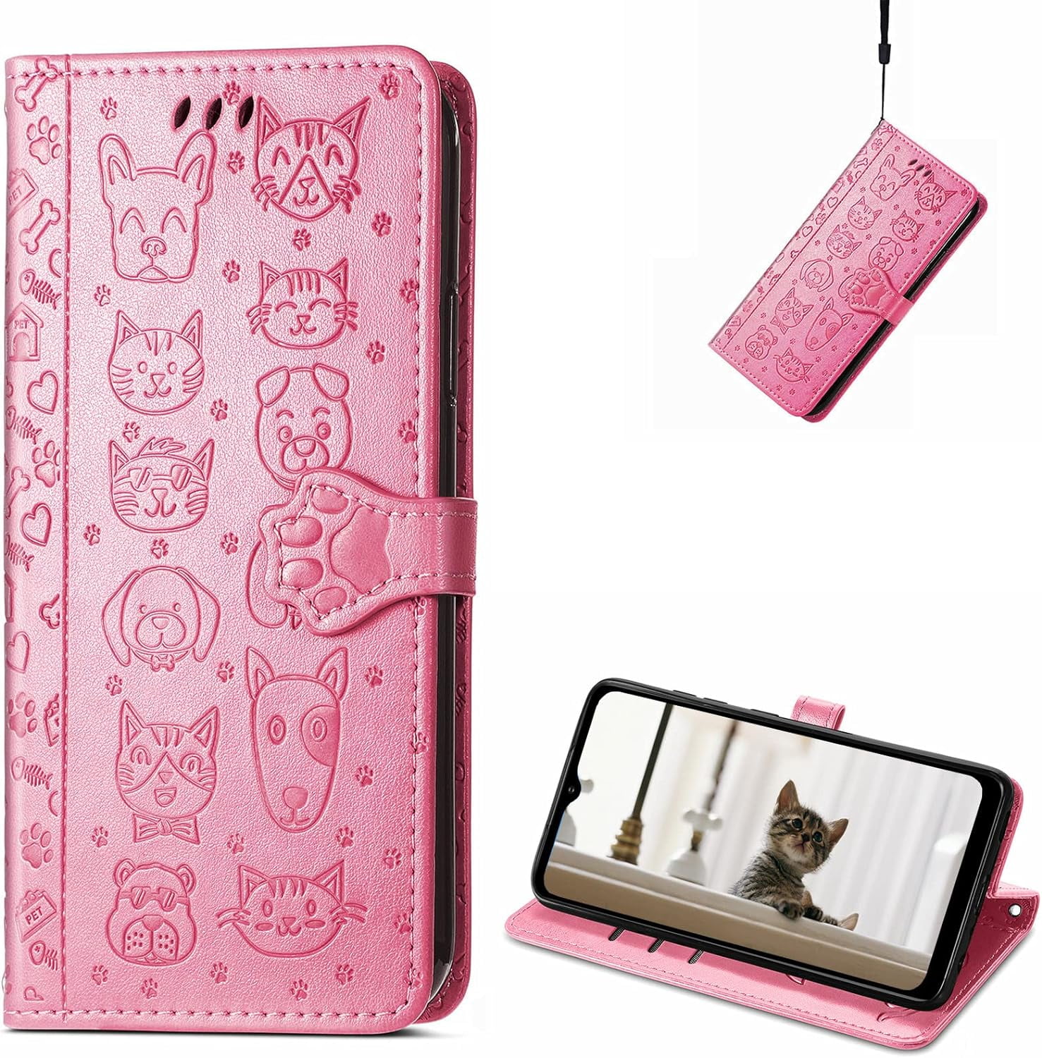 Wallet Case for Samsung Galaxy A03,Cat Dog Cartoon Cute Style with ID ...