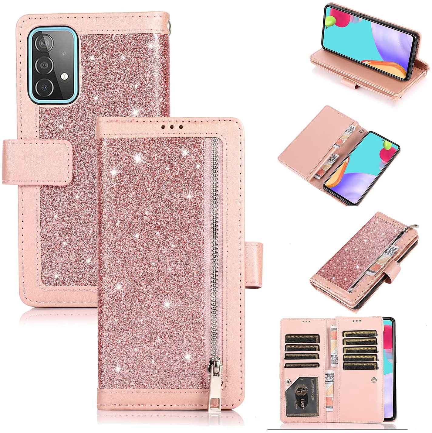 Wallet Case for Samsung Galaxy A53 5G, Magnetic Handbag Zipper Pocket ...