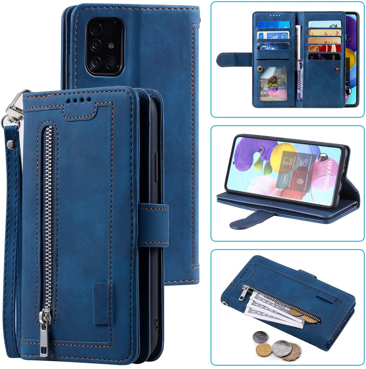 Wallet Case for Samsung Galaxy A53 5G, Retro 9 Card Holder Slots Zipper ...