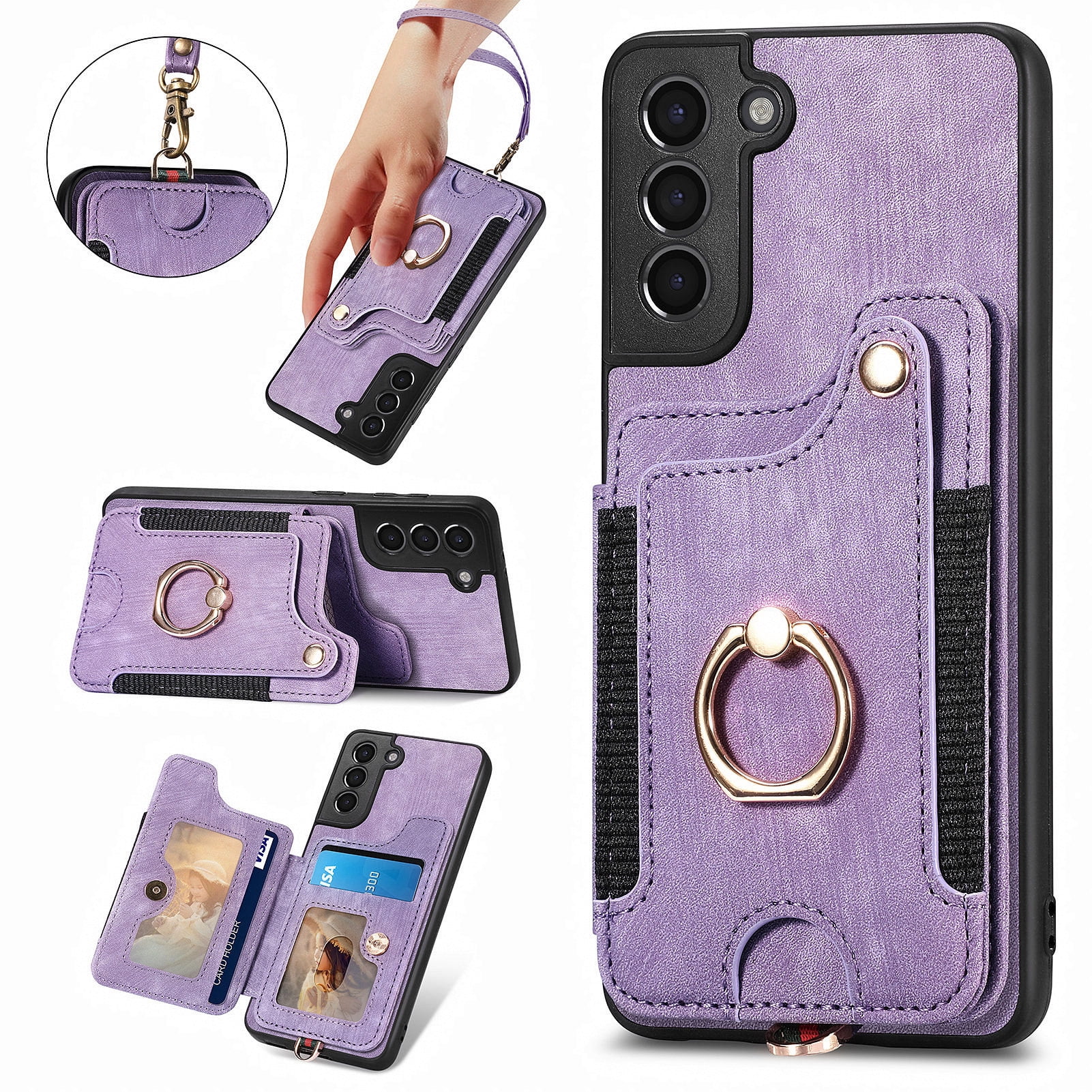 Wallet Case for Samsung S21 Plus,Ring Holder Kickstand Retro Premium ...