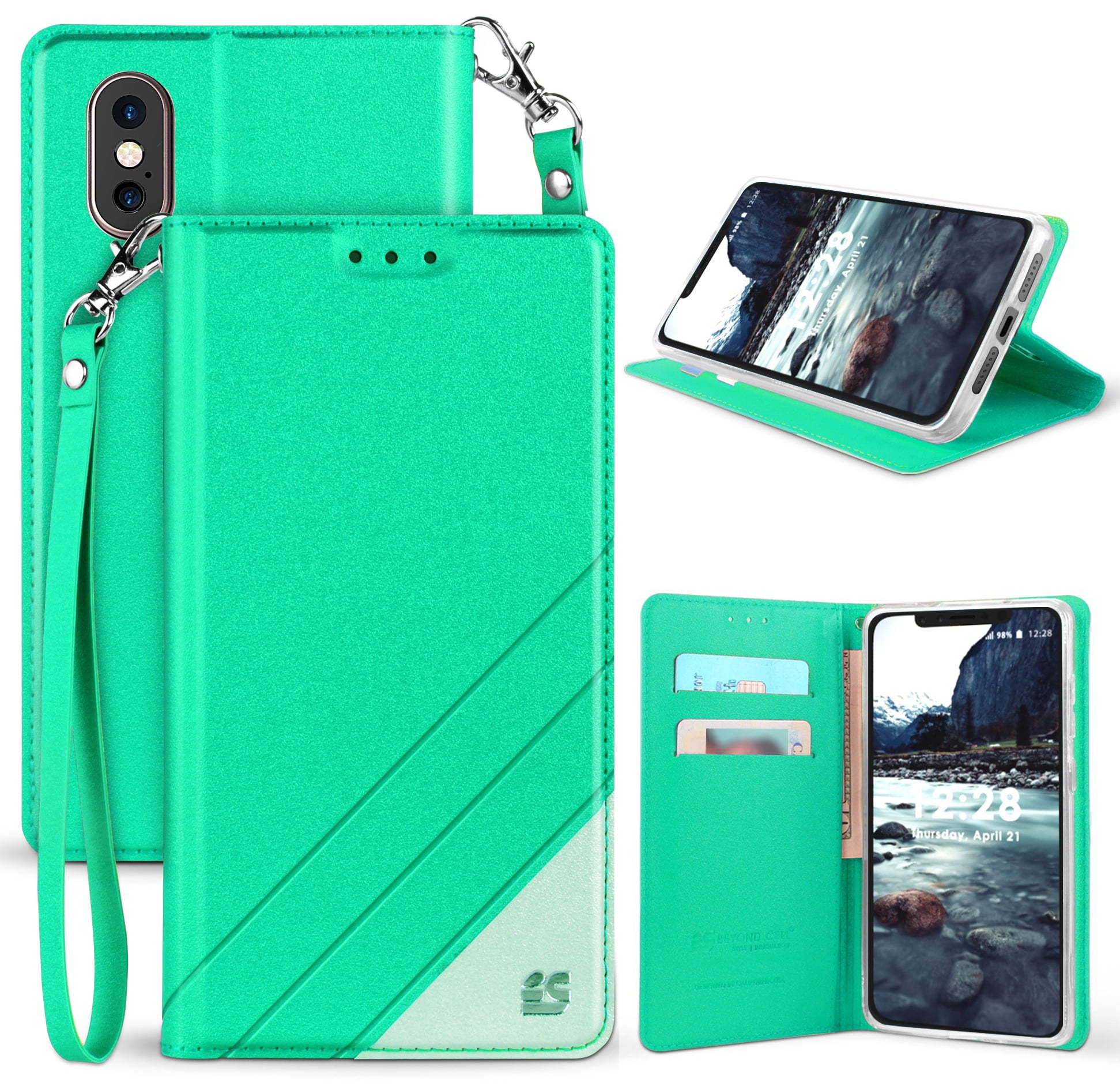 Wallet Case for iPhone X, Mint Infolio Credit Card Slot Cover, View ...