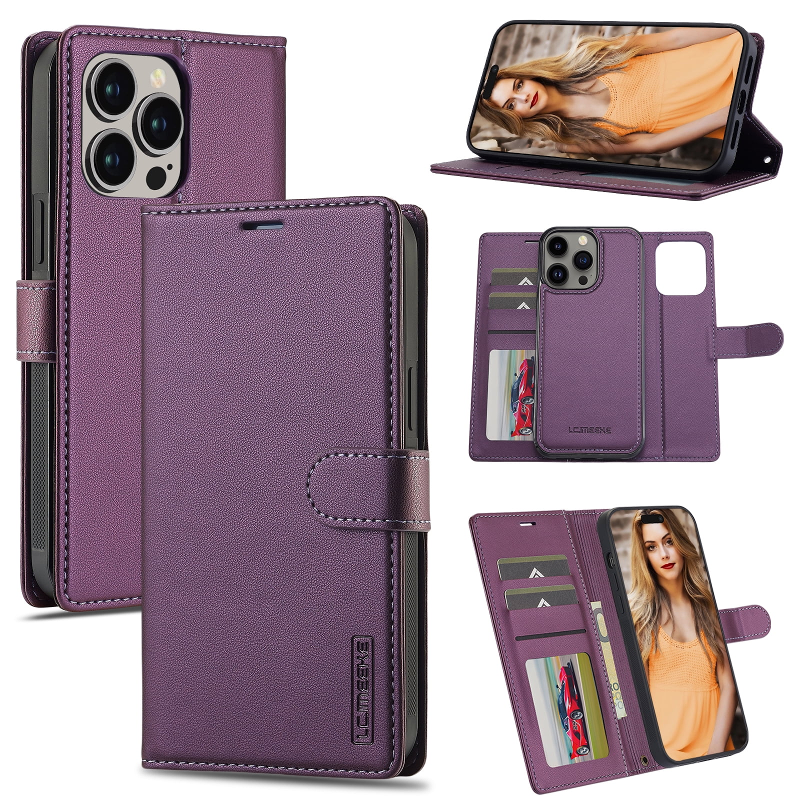 Wallet Case for iPhone 13 Pro, PU Leather Credit Card Holder Phone Case ...