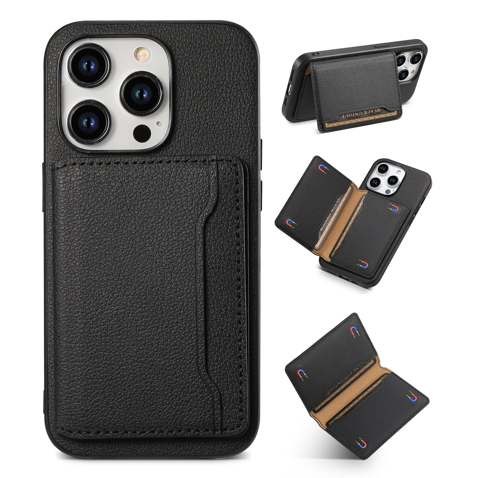 Wallet Case for iPhone 14 with Detachable Card Holder Stick on PU ...