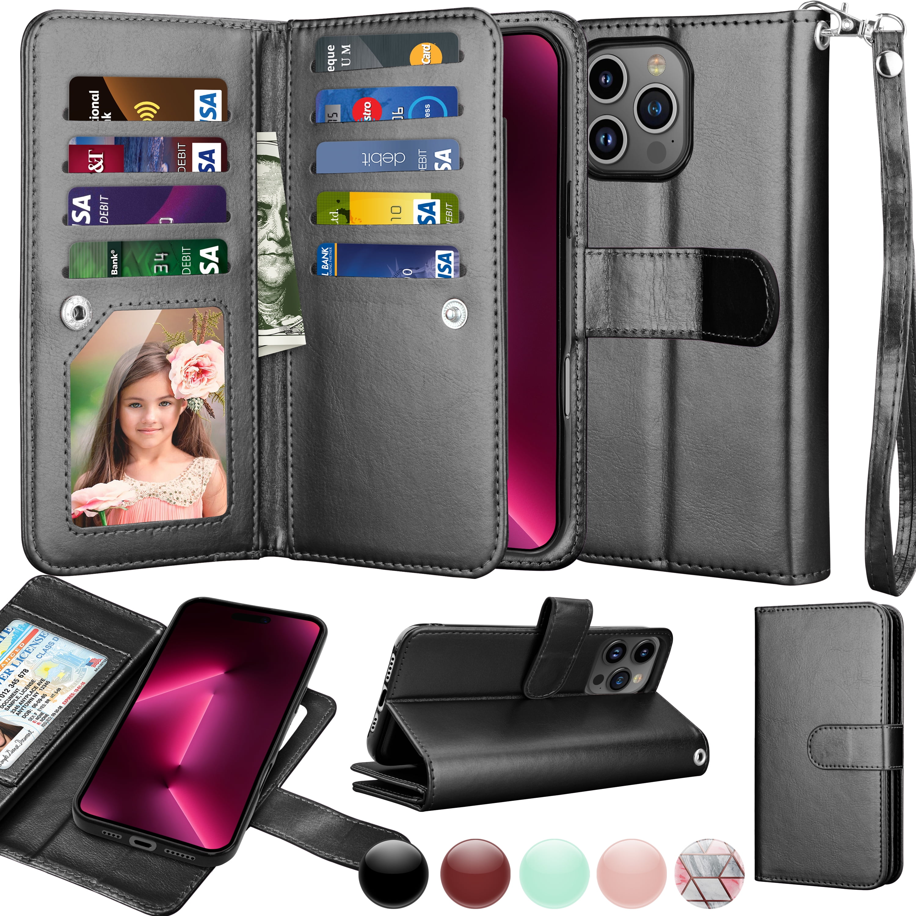 Wallet Case for iPhone 16 Pro Wallet Case 6.3" 5G (2024), [9 Card Slots ...