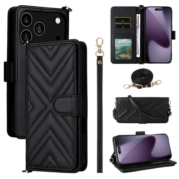 Wallet Case for iPhone 17 Pro Max with Card Holder/Wrist Strap ...