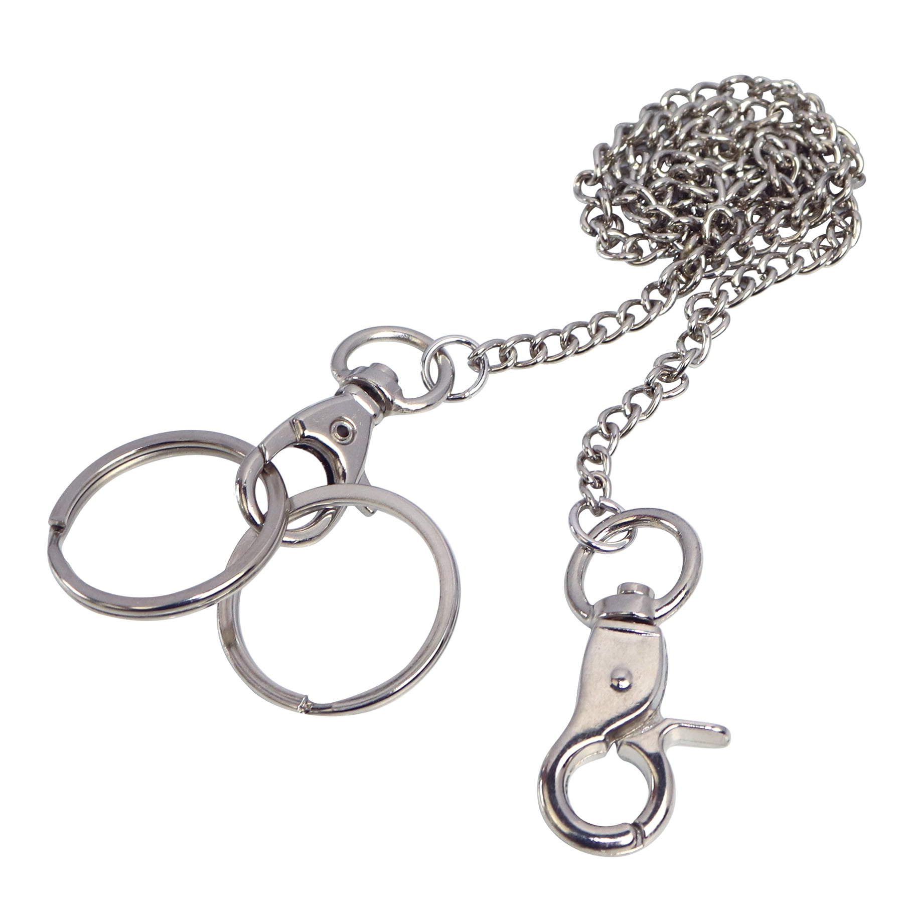 Wallet Chain 18” Silver Belt Chain Pocket Chain, Both Ends Clasps & 2 ...
