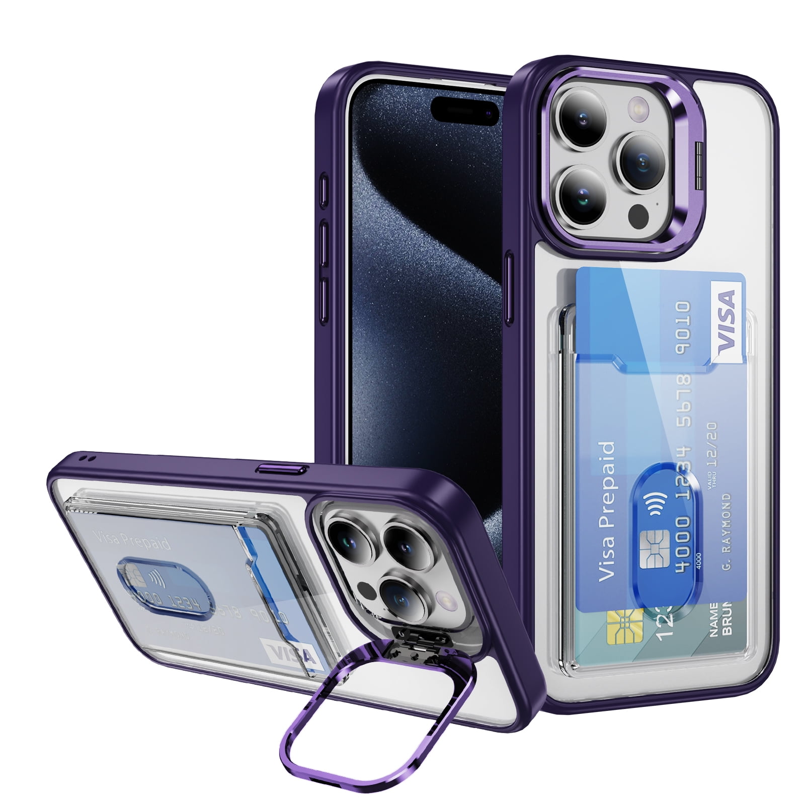 Wallet Clear Case for iPhone 15 Pro, with Card Holder Built-in Camera ...