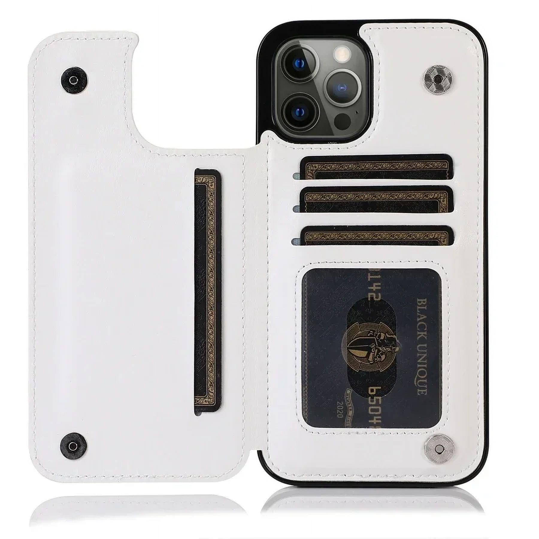 Wallet Double Button With Card Slot Stand Flip Leather Case For iPhone ...