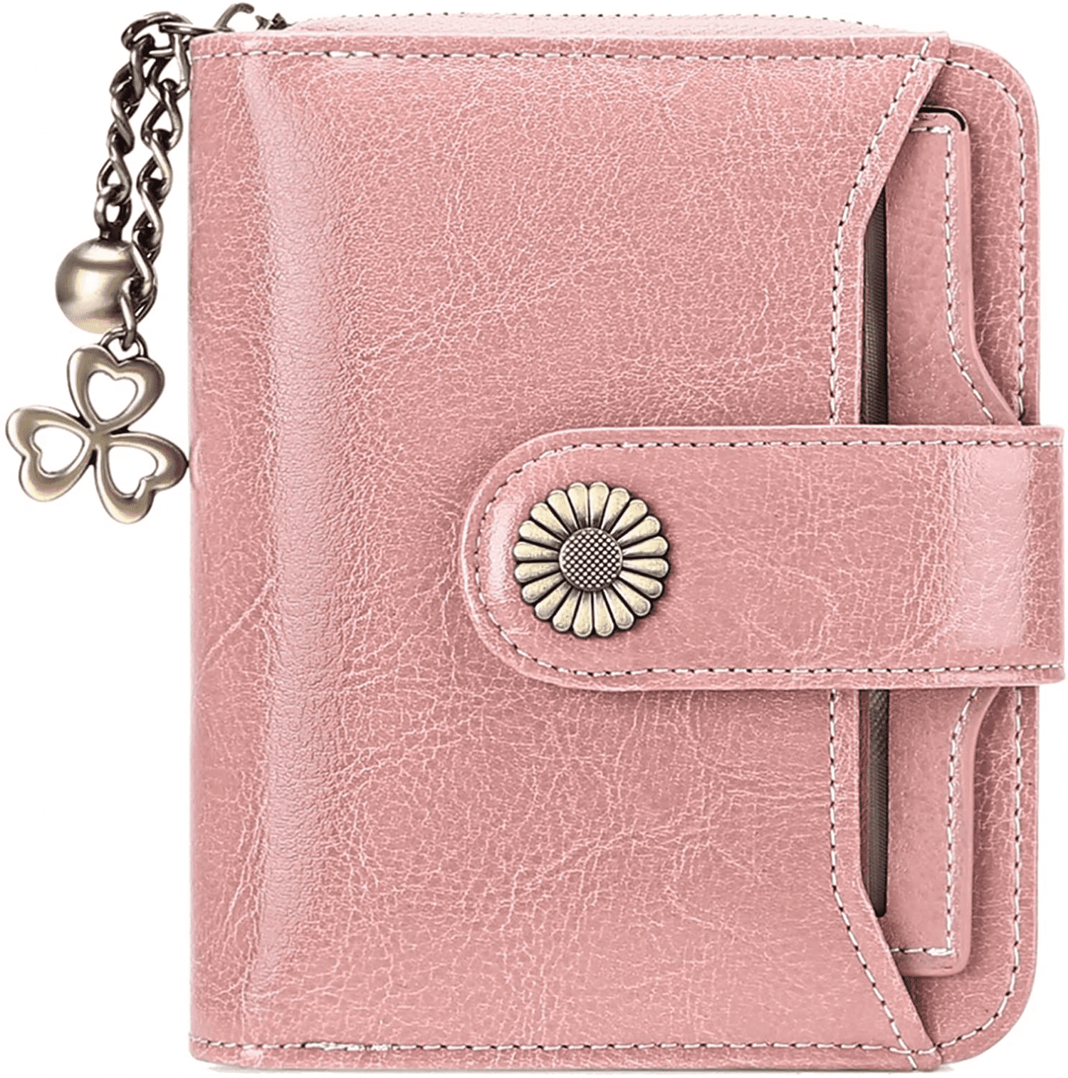 Wallet For Women Leather Small RFID Blocking Bifold Zipper Pocket Card ...