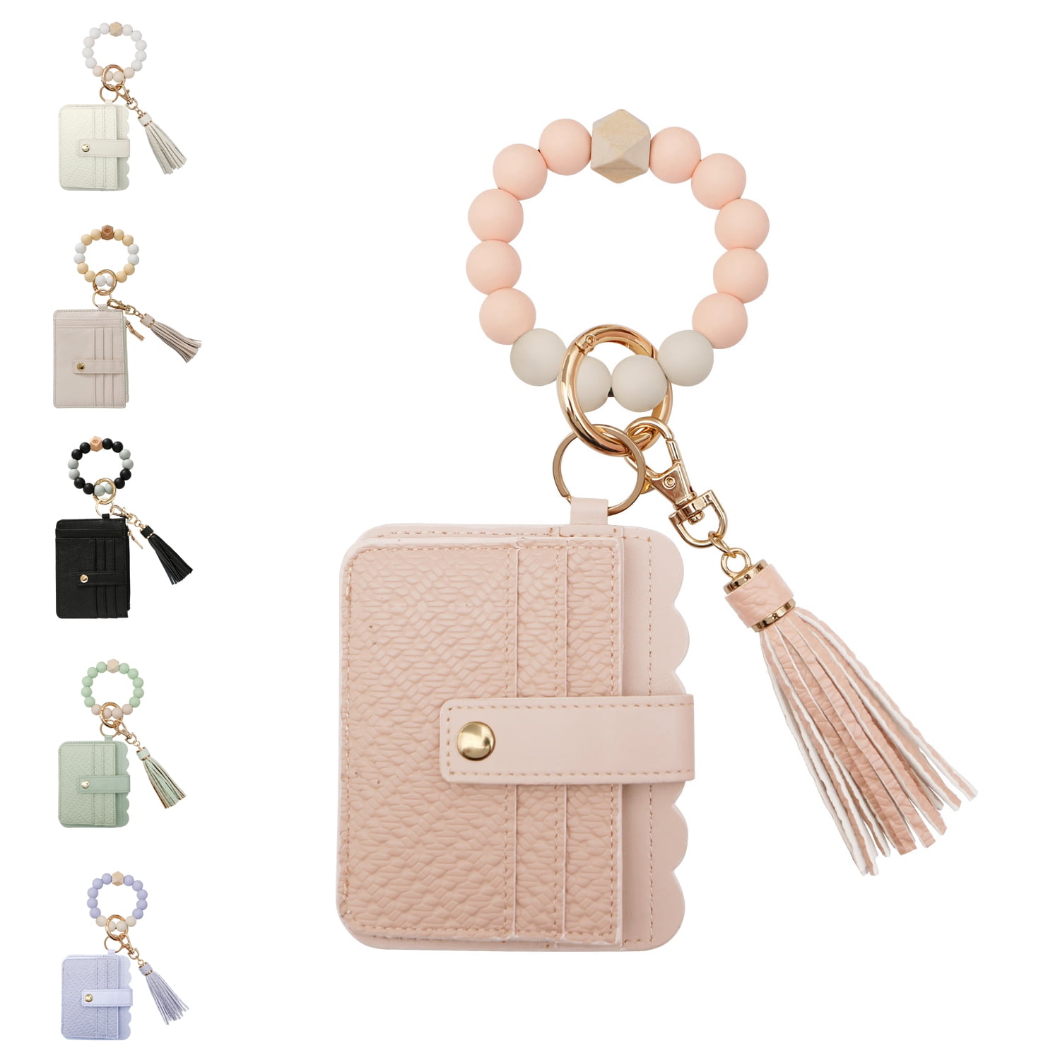 Wallet Keychain Wristlet For Women Girls,Car Key Rings Beaded Bracelet ...