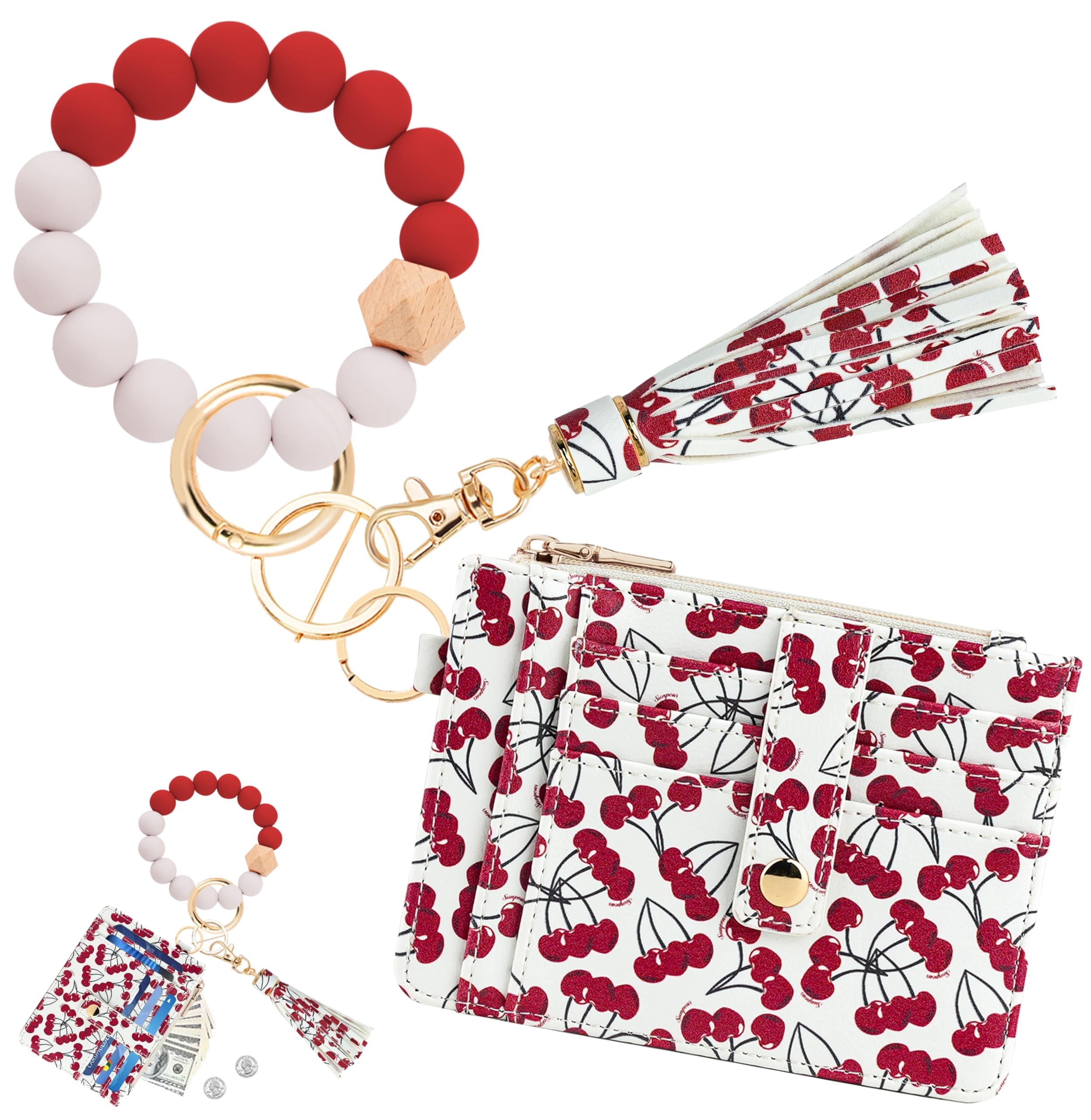 Wallet Keychain Wristlet for Women,Slim RFID Credit Card Holder Purse ...