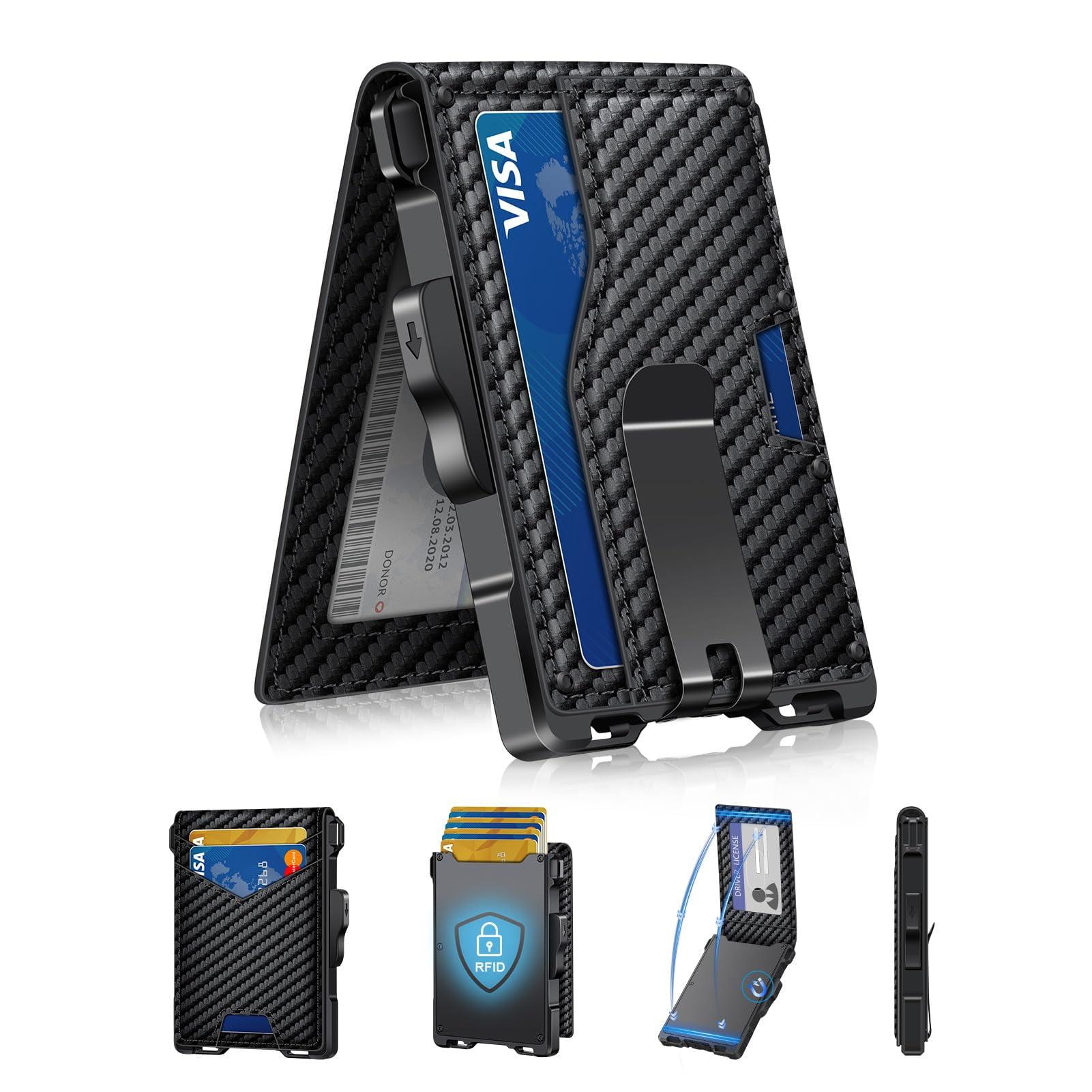 Wallet for Men, Minimalist Slim Mens Wallet with Money Clip, RFID ...