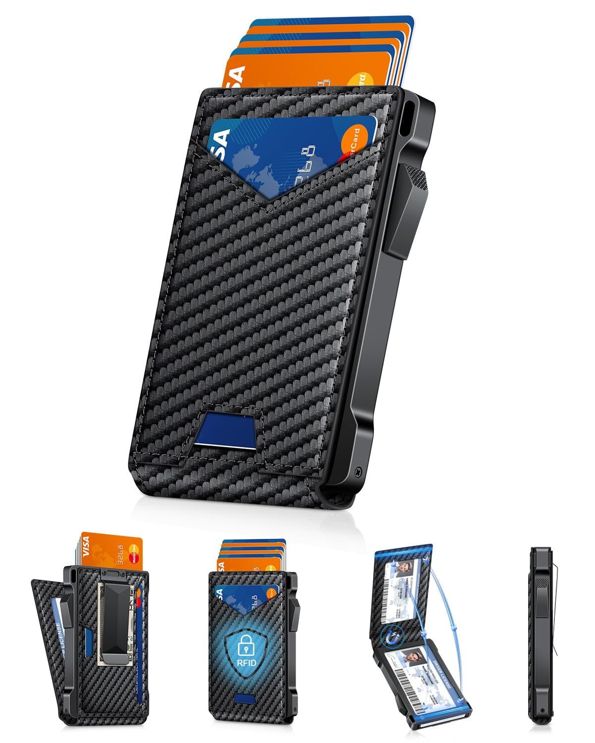 Wallet for Men RFID Wallet with 2 ID Windows & Money Clip, Slim Pop Up ...