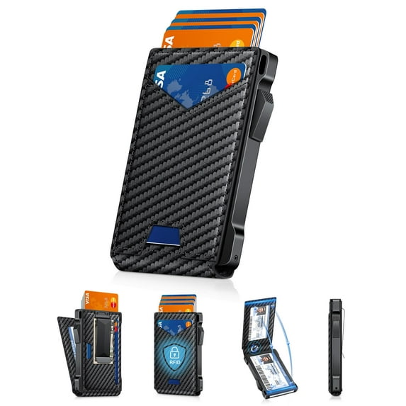 Wallet for Men RFID Wallet with 2 ID Windows & Money Clip, Slim Pop Up ...