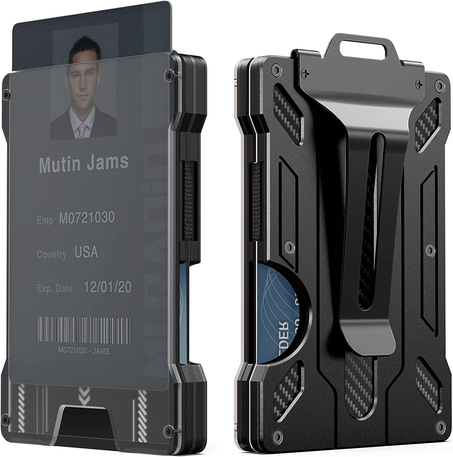 Wallet For Men - Slim Aluminum Metal Money Clip with 1 Clear window ID ...
