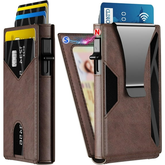 Wallet for Men Slim Blocking- Pop-Up Credit Card Holder with 2 ID , 8 ...