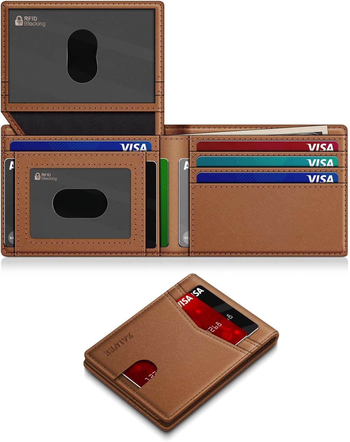 Wallet for Men Slim RFID Blocking Leather Credit Card Holder Wallet for ...