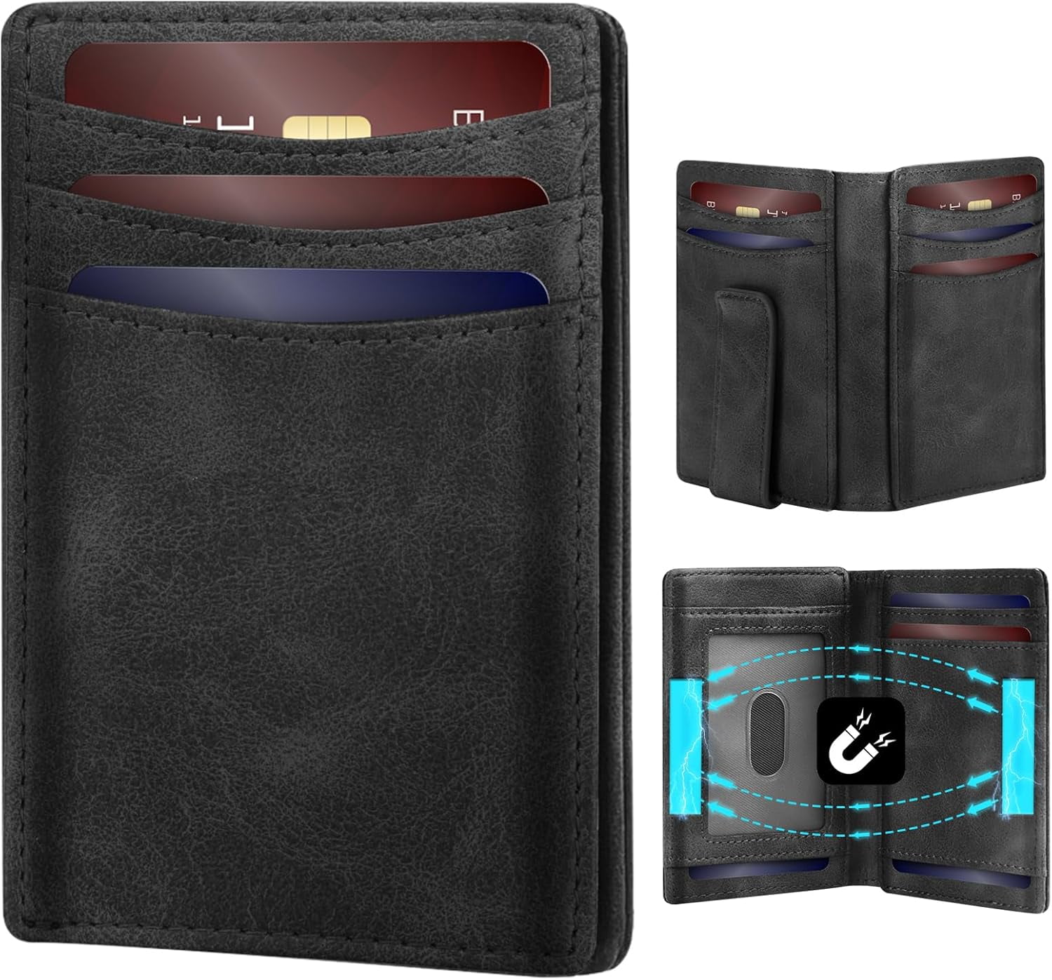 Wallet for Men [Ultra Slim] Magnetic Closure Minimalist Wallet Genuine ...