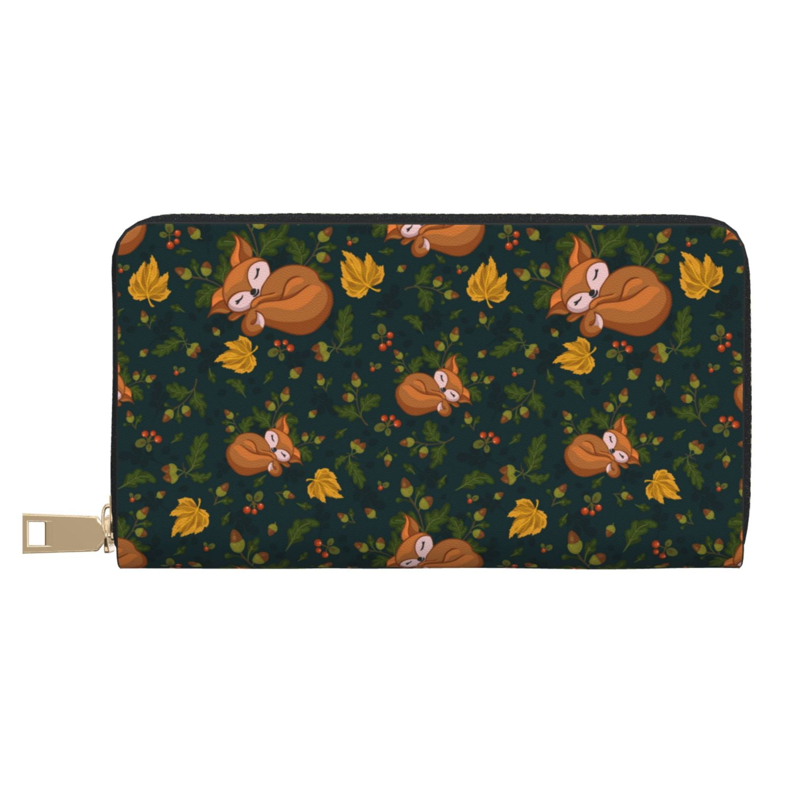 Wallet for Men Women, Maple Leaf Fox PU Leather Waterproof Travel ...