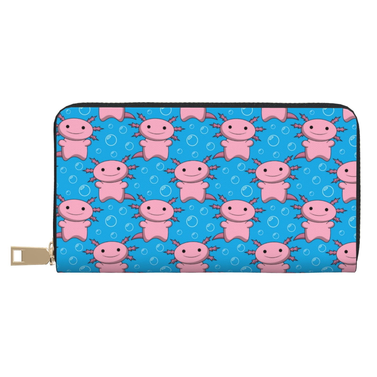 Wallet for Men Women, Pink Cartoon Cute Salamander PU Leather ...