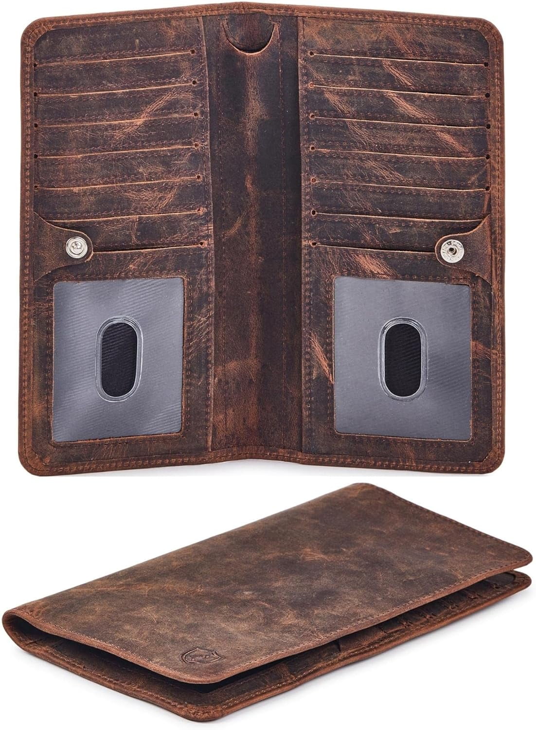 Wallet for Men Women Real Leather Long Bifold RFID Blocking Slim ...