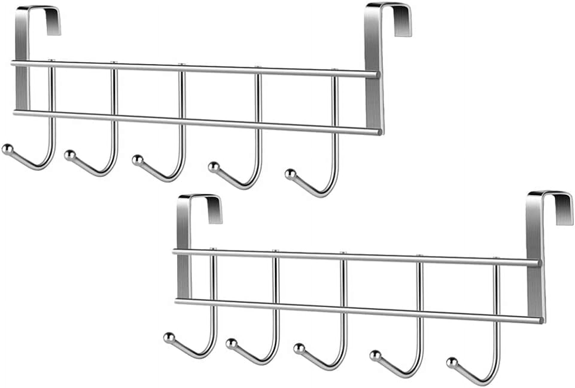 JESOT Stainless Steel Over Door Coat Rack, 5 Hooks for Clothes, Hats ...